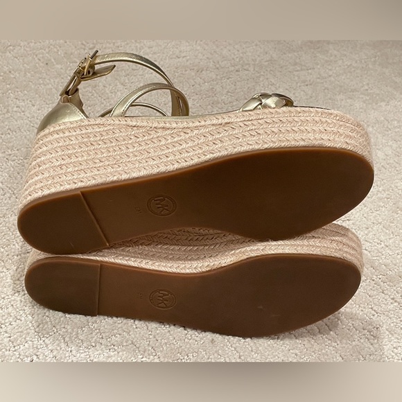 Michael Kors | Shoes | Michael Kors Gold Platform Wedge Sandals | Poshmark